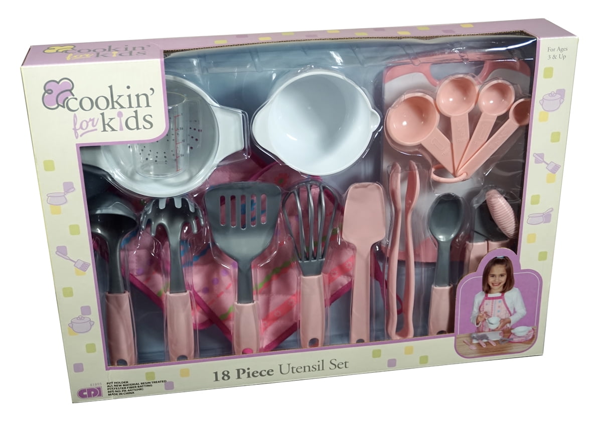 Kids Toy Kitchen Utensil Set - 18 Piece Play Cooking Set - Walmart.com