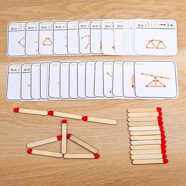 Kids Toy Matchstick Puzzle Board Games Montessori Match Stick Creative ...