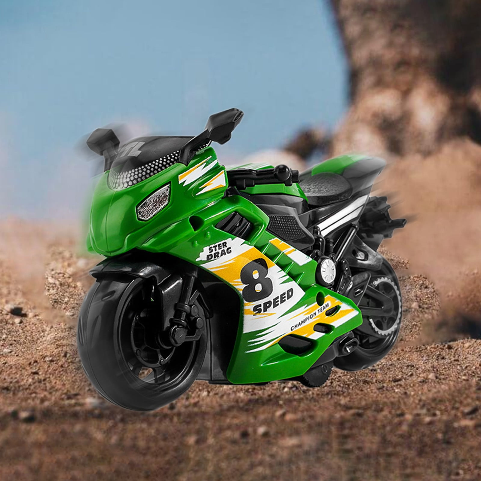 Friction-Powered Toy Motorcycle, Pull Back & Go Action Bike, Realistic ...