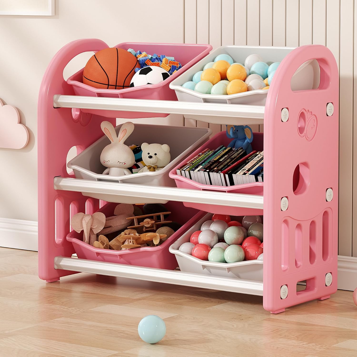 Kids Toy Organizers and Storage with 6 Removable Plastic Bins, Multi ...