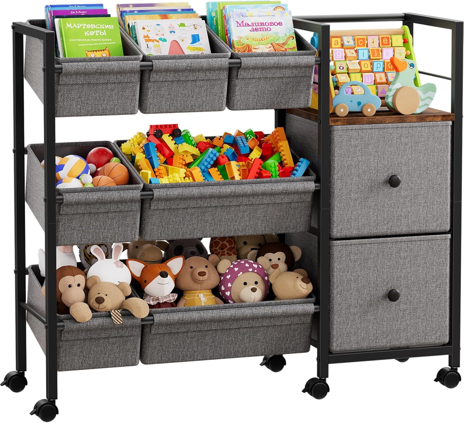 Kids Toy Organizers and Storage Bins - 7 Storage Bins + 2 Fabric ...