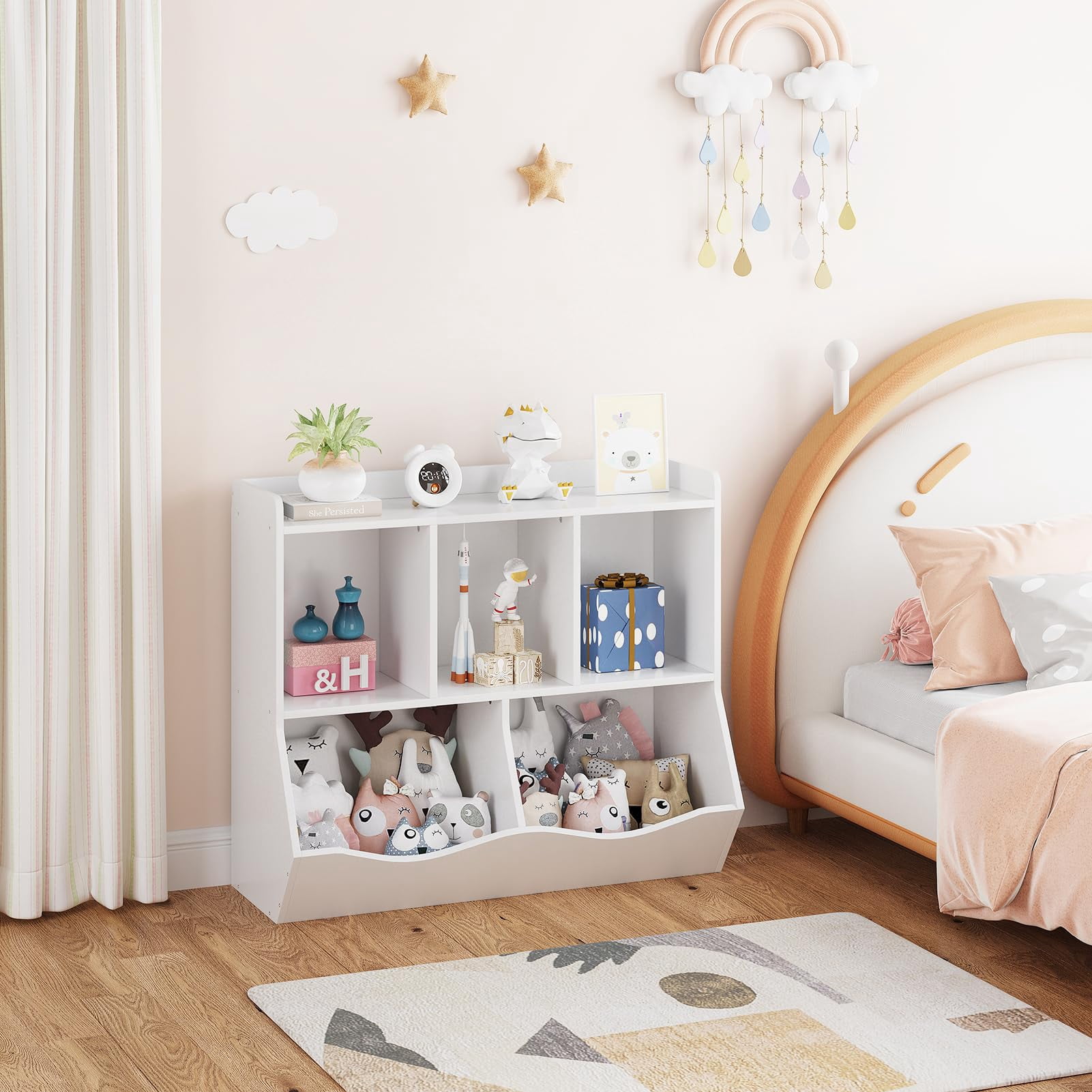 Kids Toy Storage with Bookshelves, Multifunctional Toy Storage ...