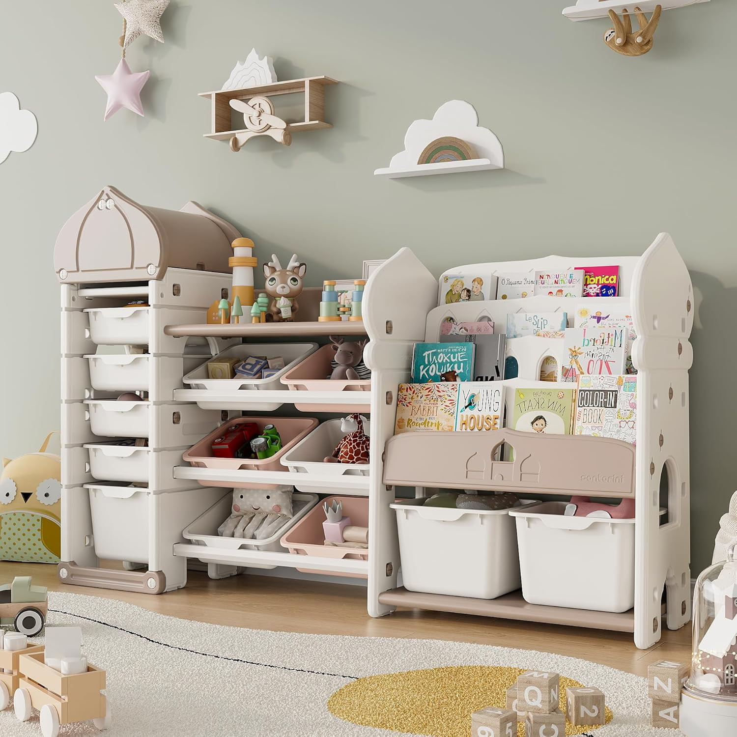 Kids Toy Storage Organizer with 10 Small Bins and 3 Large Bins, 3-in-1 ...