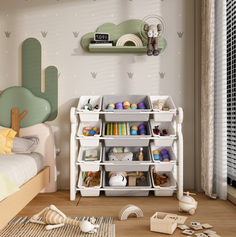 JESTOP Kids Toy Storage Organizer with 12 Bins, Multi-functional ...
