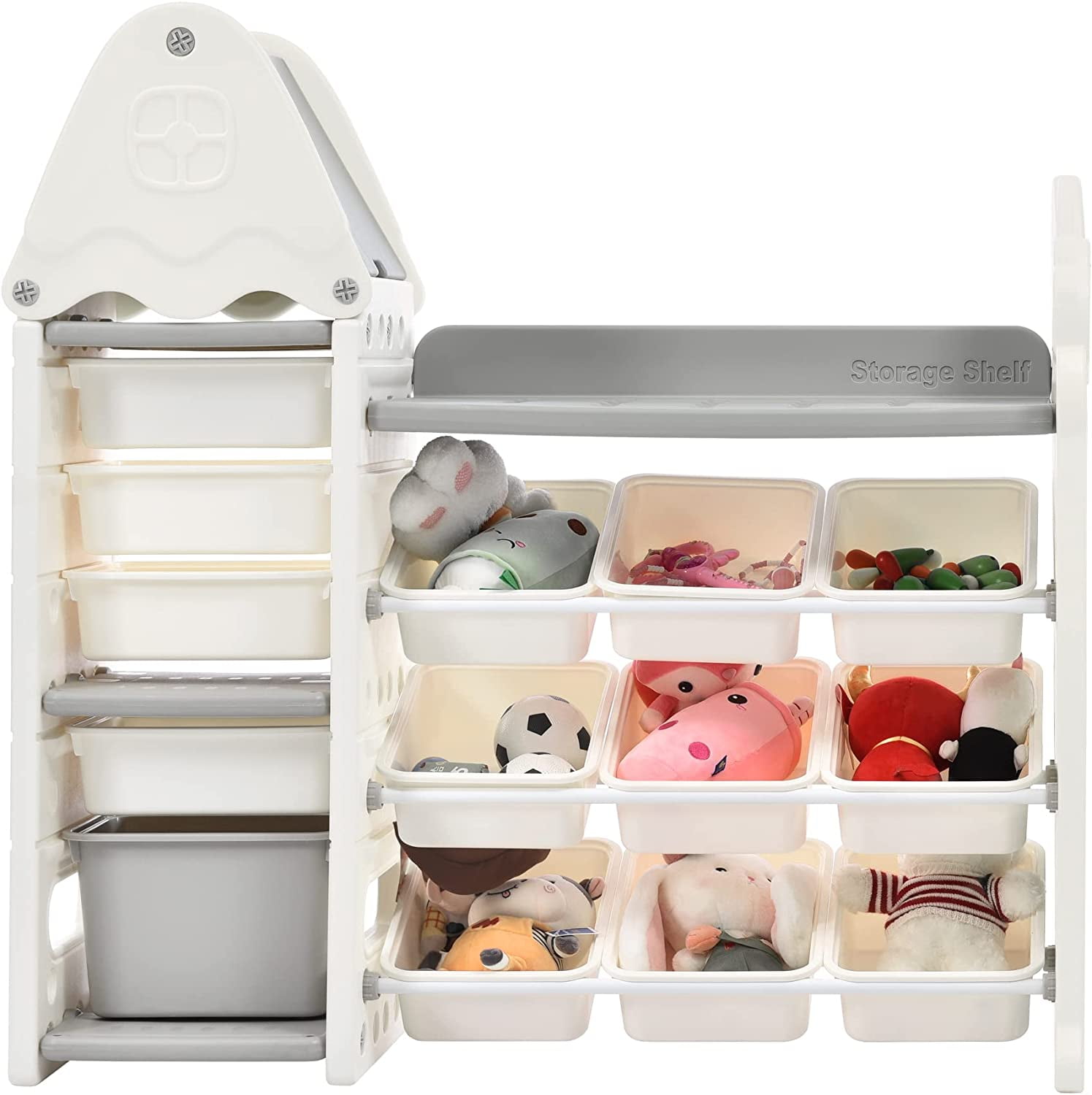Kids Toy Storage Organizer with 14 Bins, Multi-functional Nursery ...