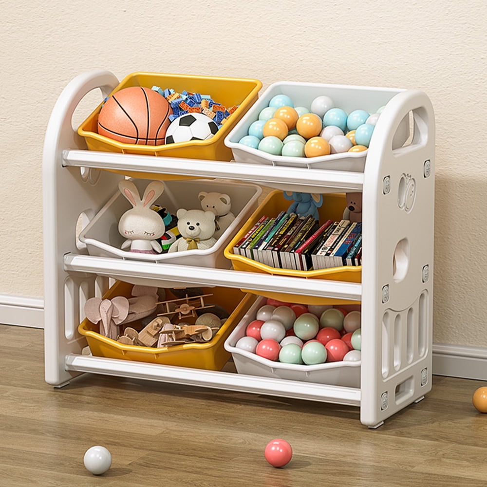 Montary Kids Toy Storage Organizer, 3 - Tier Shelves with 6 Removable ...
