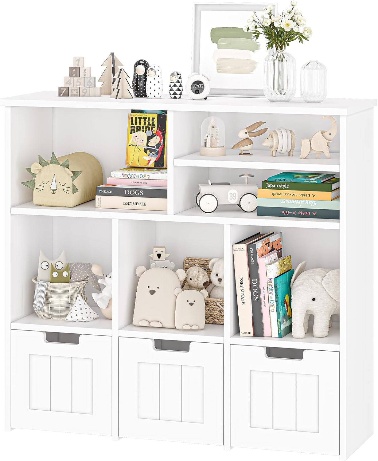 Kids Toy Storage Organizer 3-layer Toy Storage Cabinet 6-compartment ...