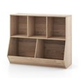 Kids Toy Storage Organizer 5-Cube Wooden Bookshelf with Anti-Tip Kits ...