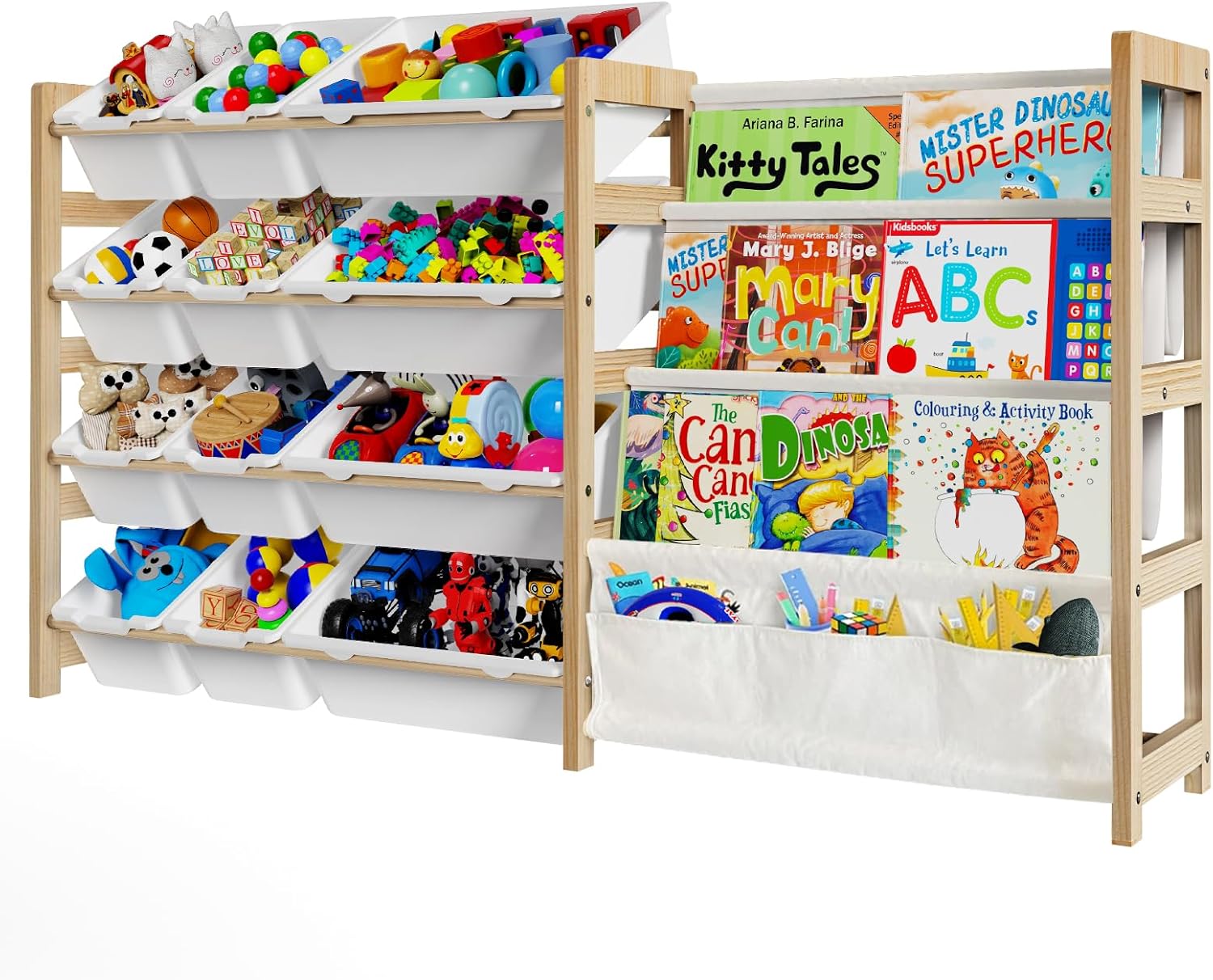 Kids Toy Storage Organizer and Bookshelf, with 12 Toy Organizer Bins 4 ...