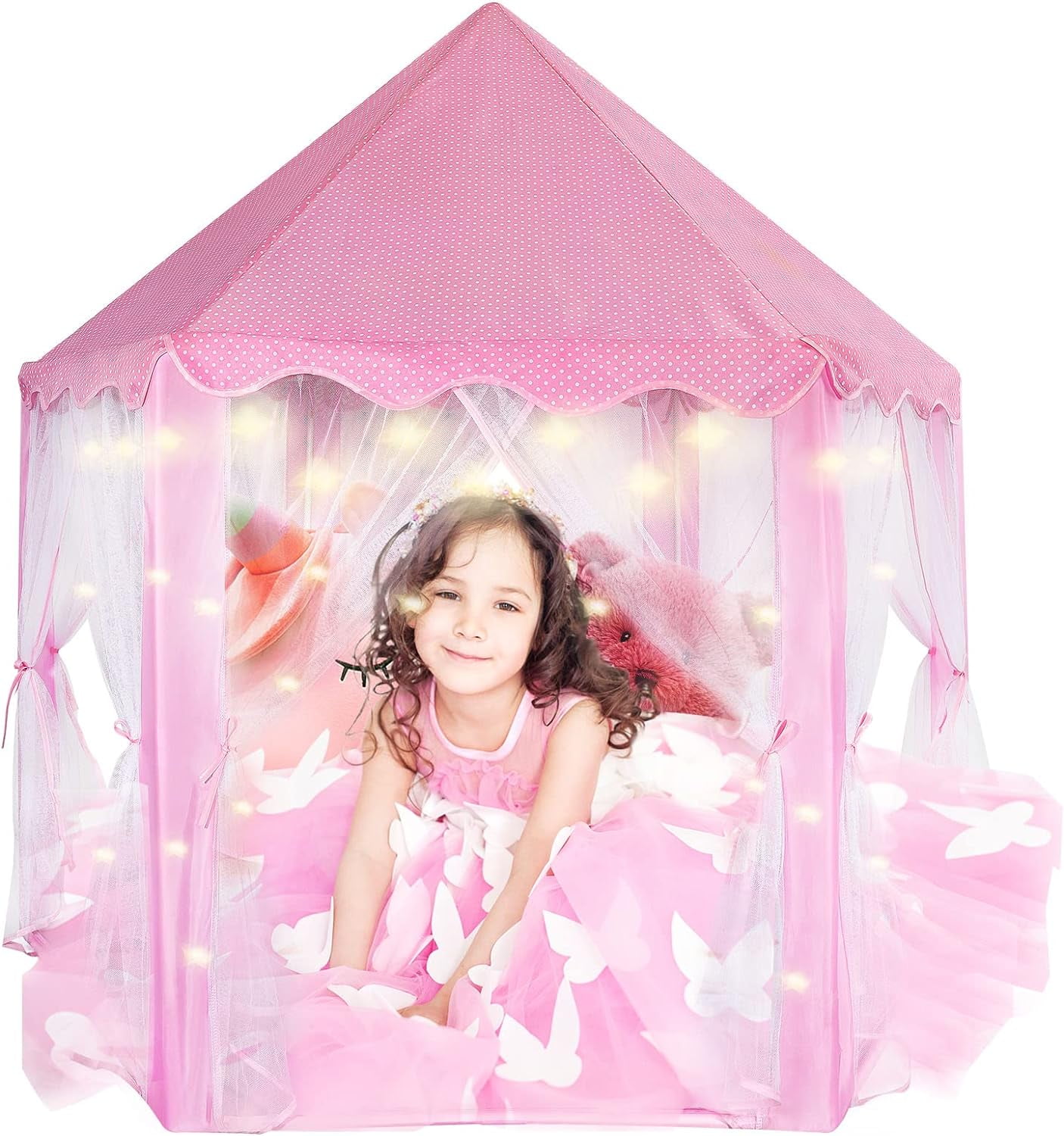 Kids Toy Tent Toy Princess Tent Girls Large Playhouse with LED Star ...