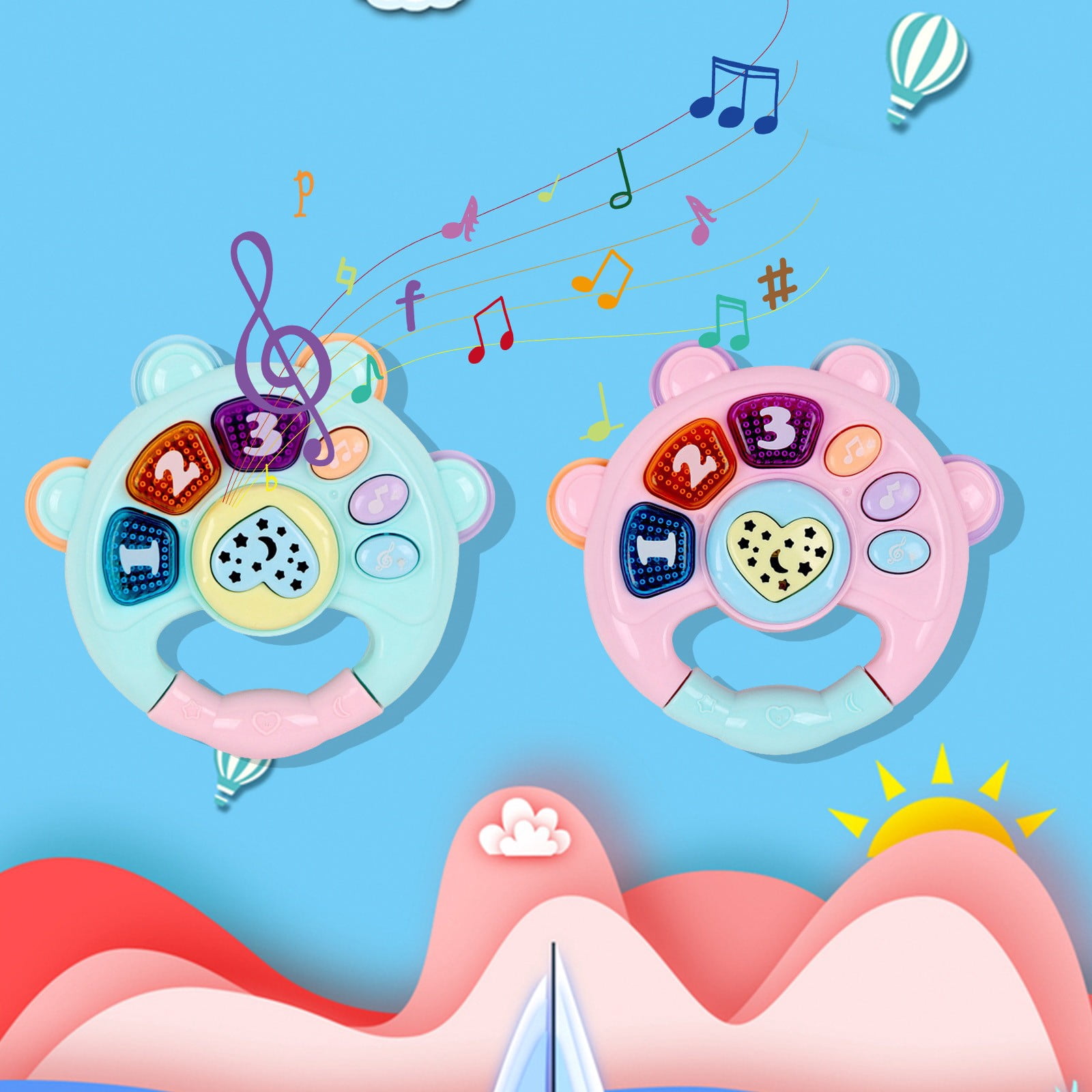 Kids Toys under $5 Fufafayo Baby Musical Drum, Light Up Toy with Sound ...