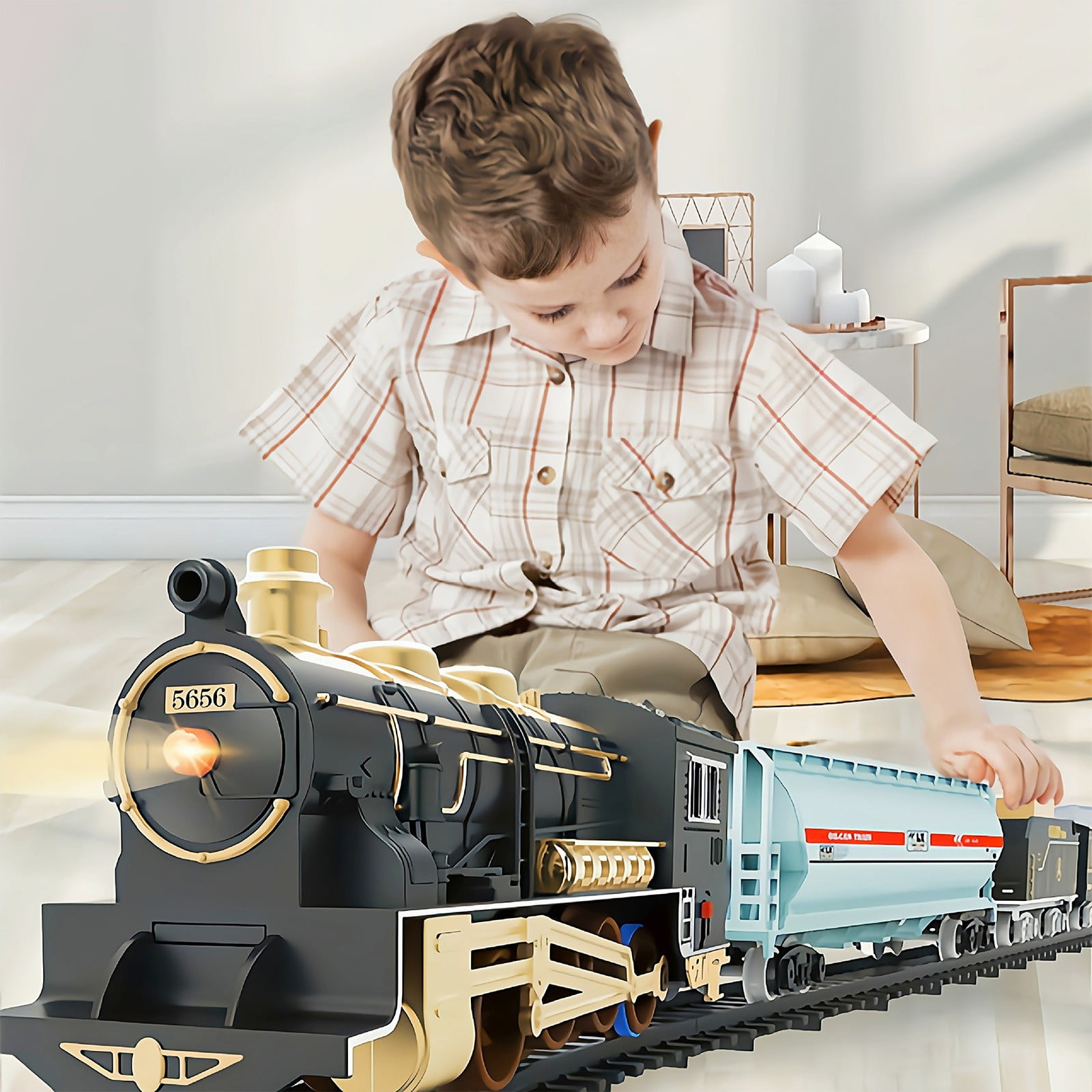Kids Toys under $5 Fufafayo Steam Train Toy Set, with Smoke, Sound and ...