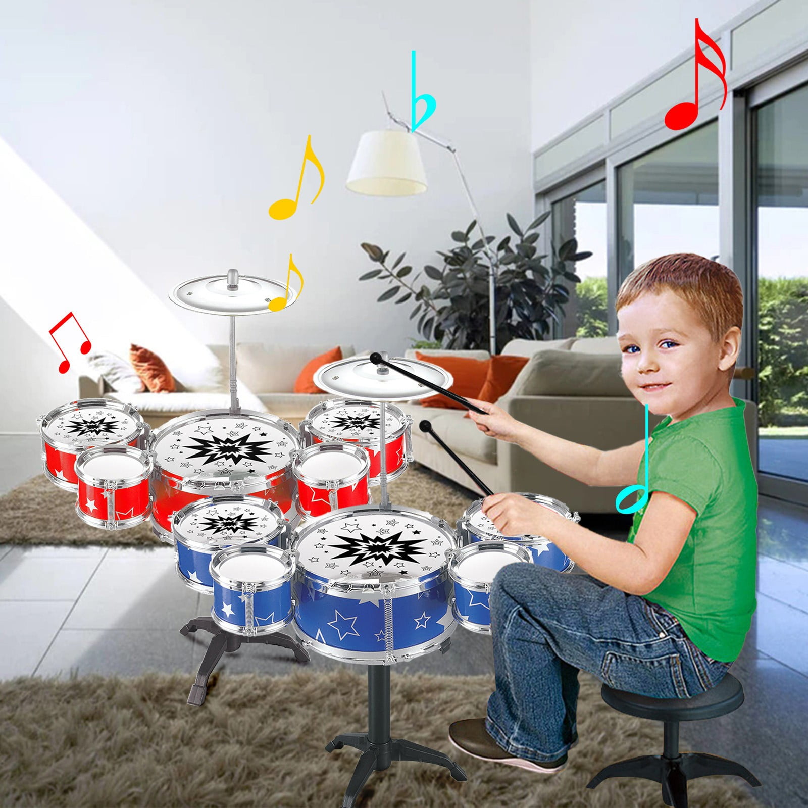 Kids Toys under $5 Fufafayo Toddler Drum Kit Kids Toy Jazz Drum Set 5 ...