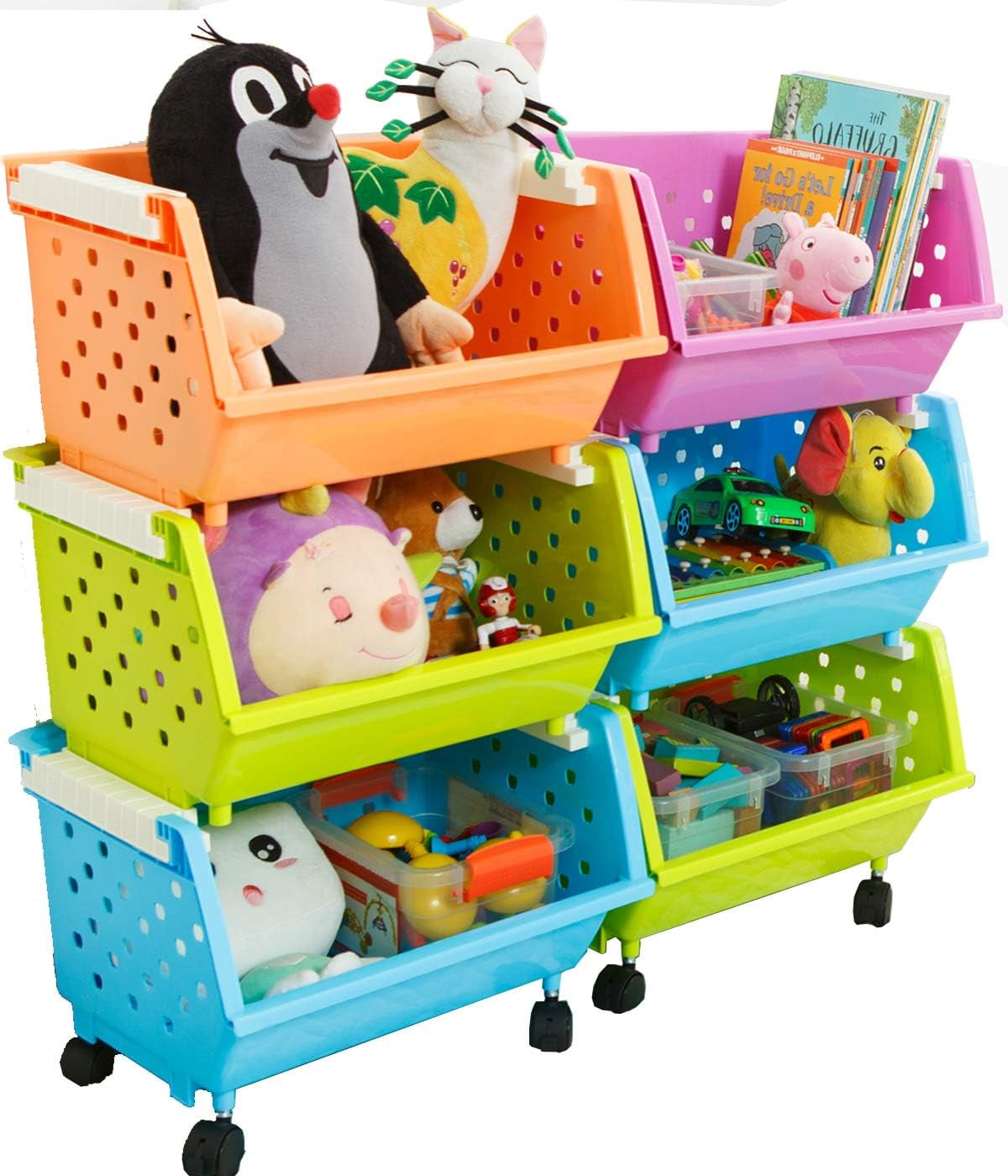 Kids' Toys Chest Large Baskets Storage Bins Organizer with Wheels Can ...