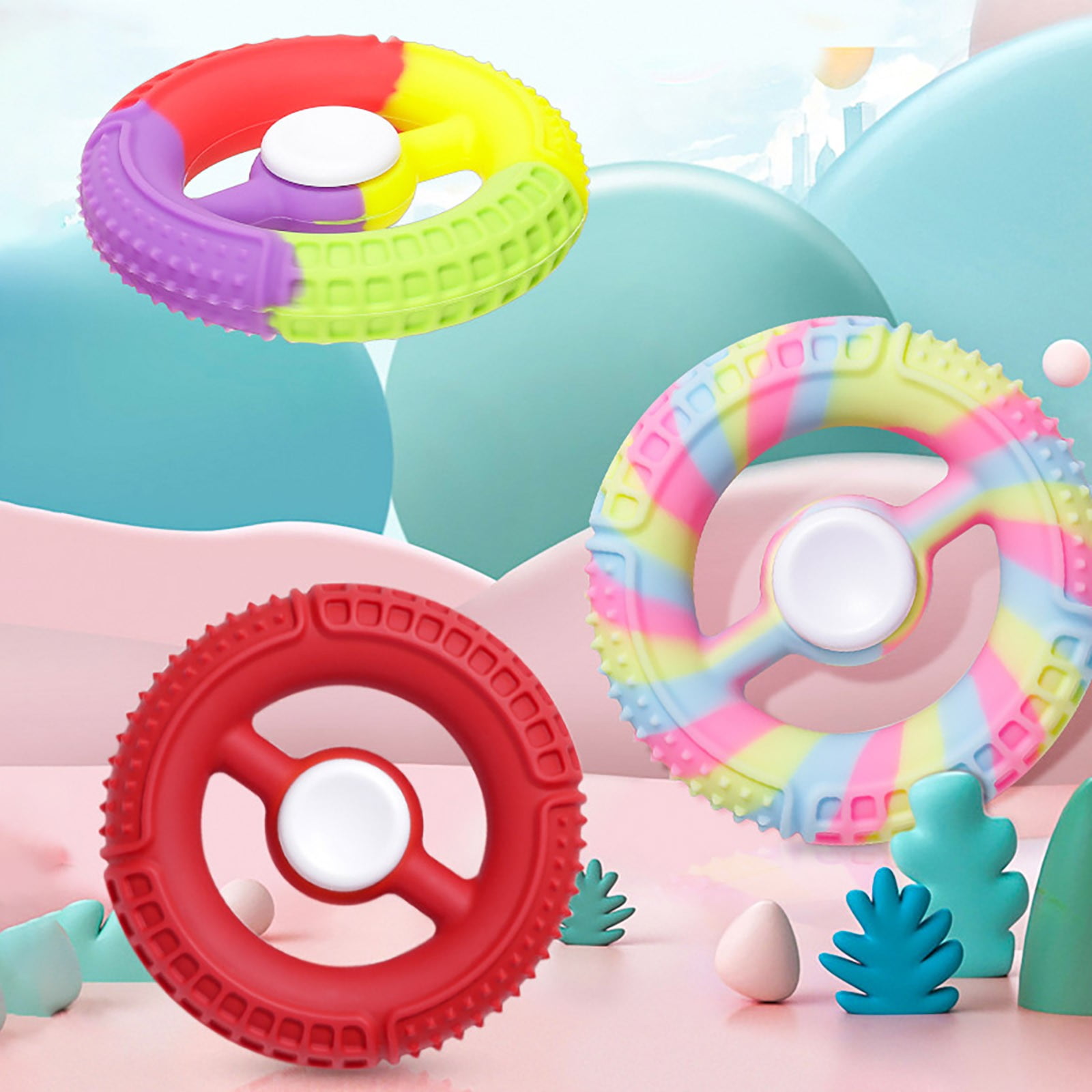 Sensory Toys Toddler Educational Toys Round Grip Ring Toy Color ...