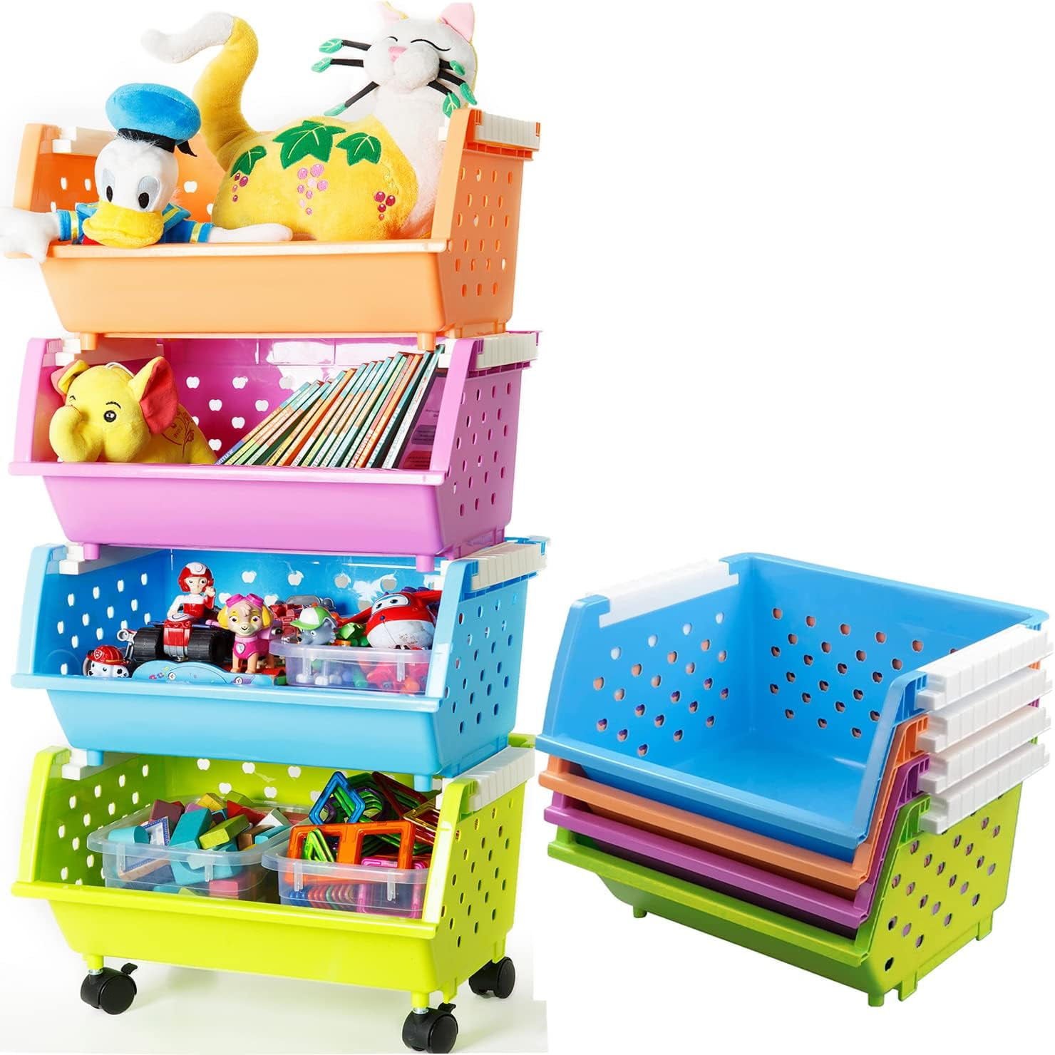 Kids' Toys Storage Organizer Bins Baskets with Wheels Can Move ...