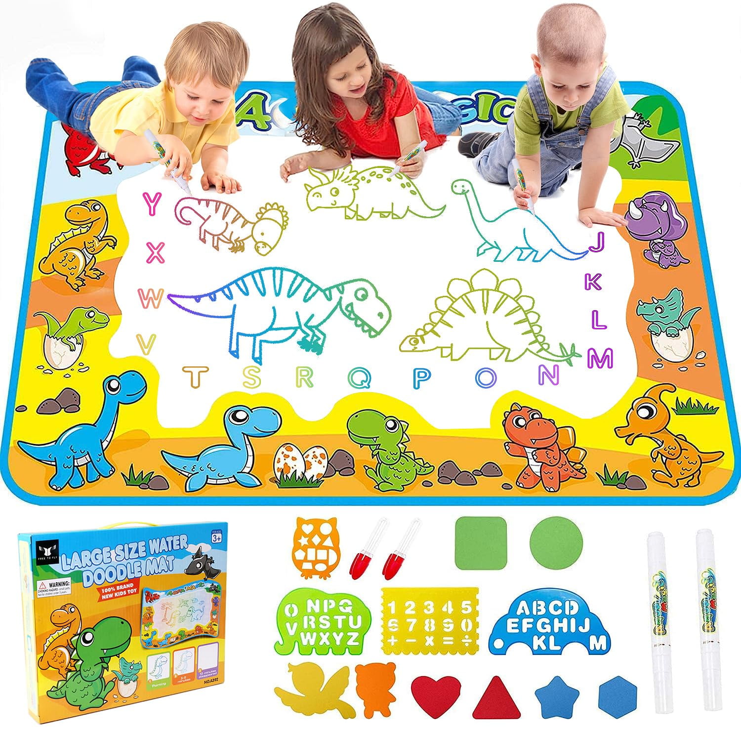 Kids Toys Water Doodle Mat: Dinosaur Painting Coloring Pad For Toddlers ...