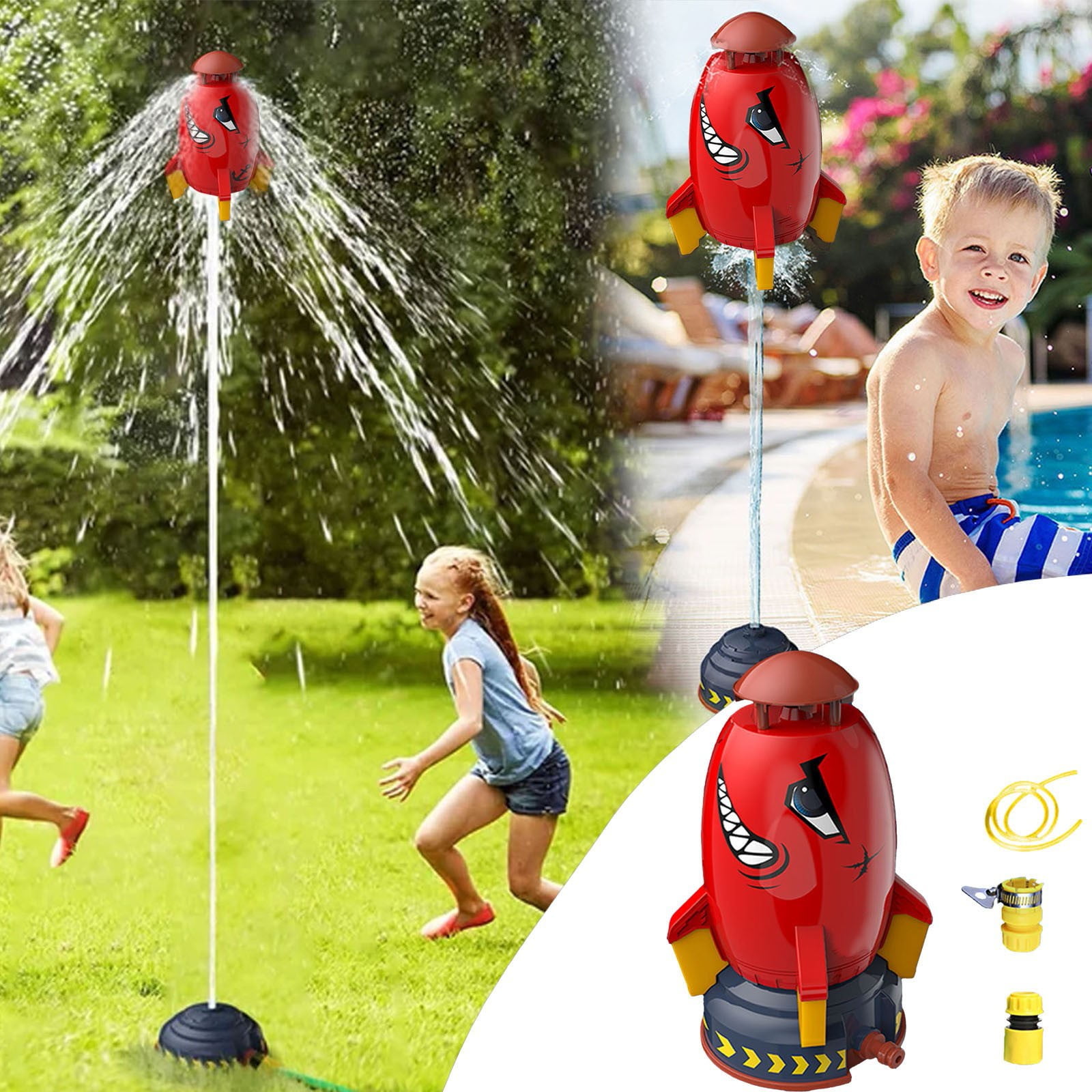 Kids Toys Water Splash Rocket Sprinklers, Outdoor Water Play for Kids ...
