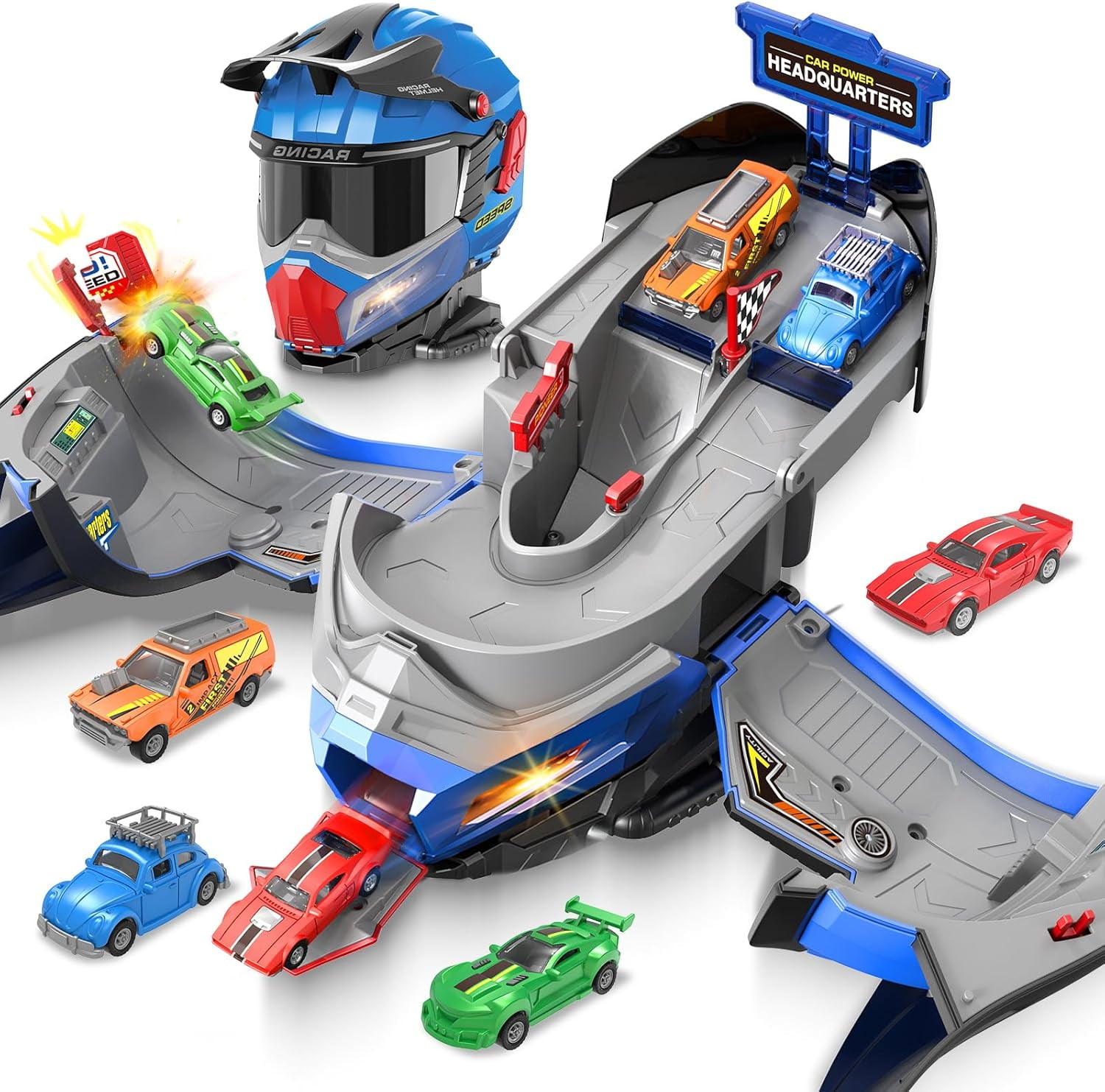 Kids Toys for 2 3 4 5 6 Years Old Boys, City Race Track Playset with 4 ...