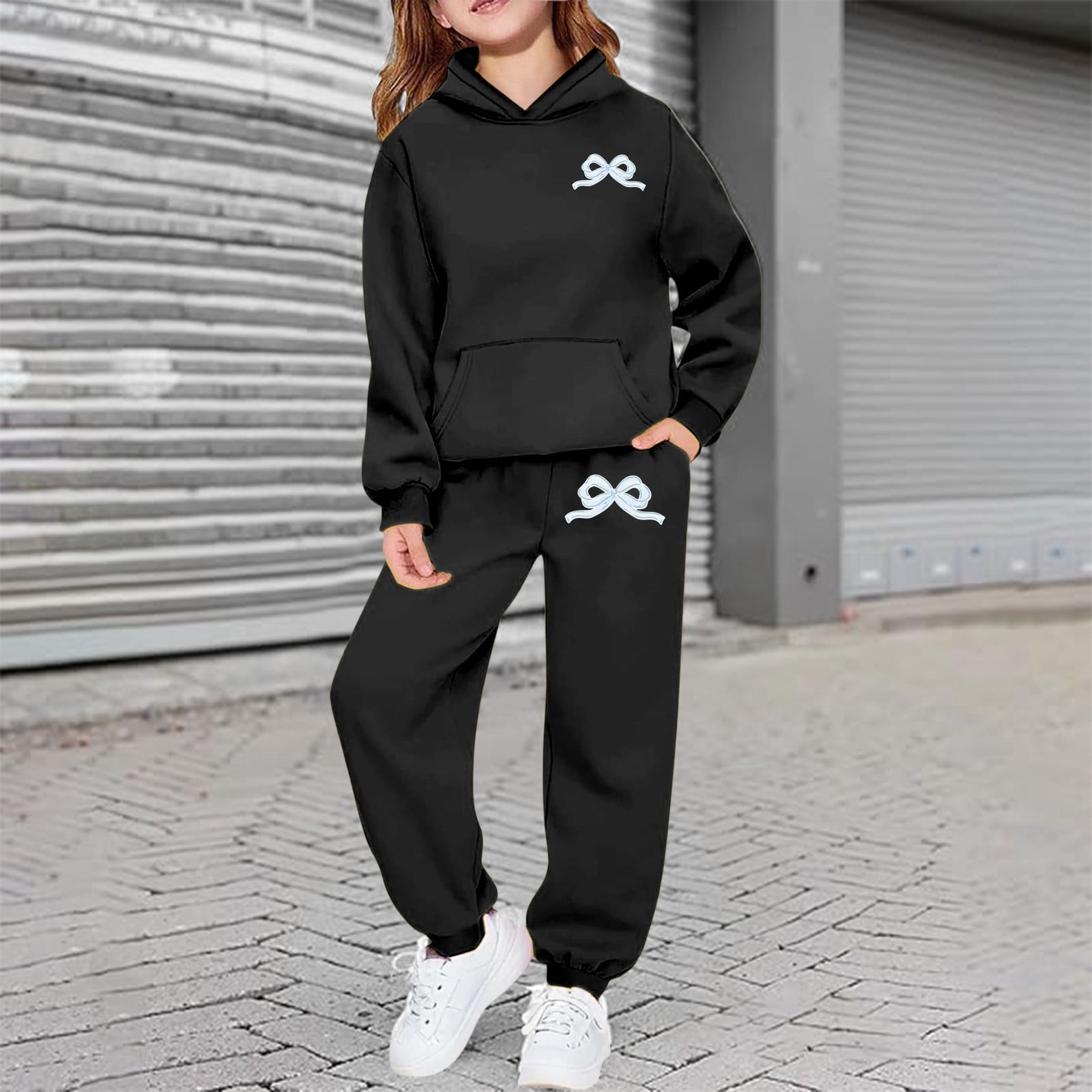 Kids Tracksuit Athletic Sweatsuits Sets,2PC Long Sleeve White Hoodie ...
