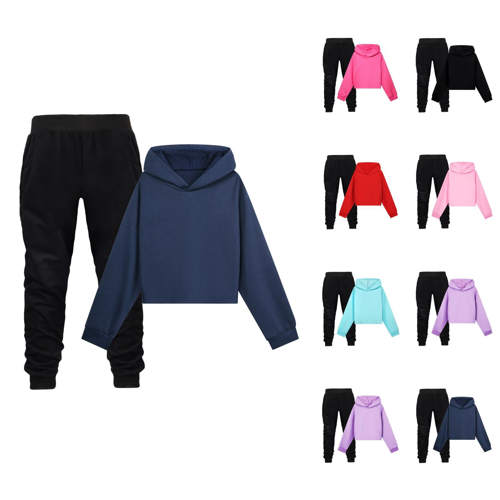 Kids Tracksuit Long Sleeve Fall Winter Plain Hoodie and Jogging ...