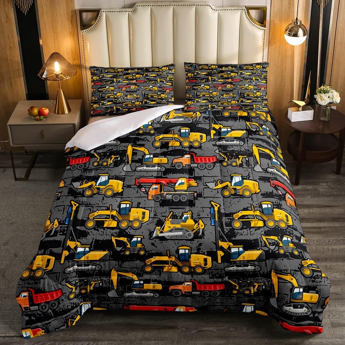 Kids Tractor Bedding Sets for Boys Toddler Twin Under Construction ...