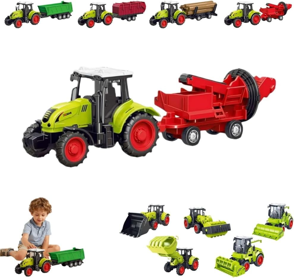 Kids Tractor Toy with Flarebox Wagon Set, 9.5" Engineering Vehicle ...