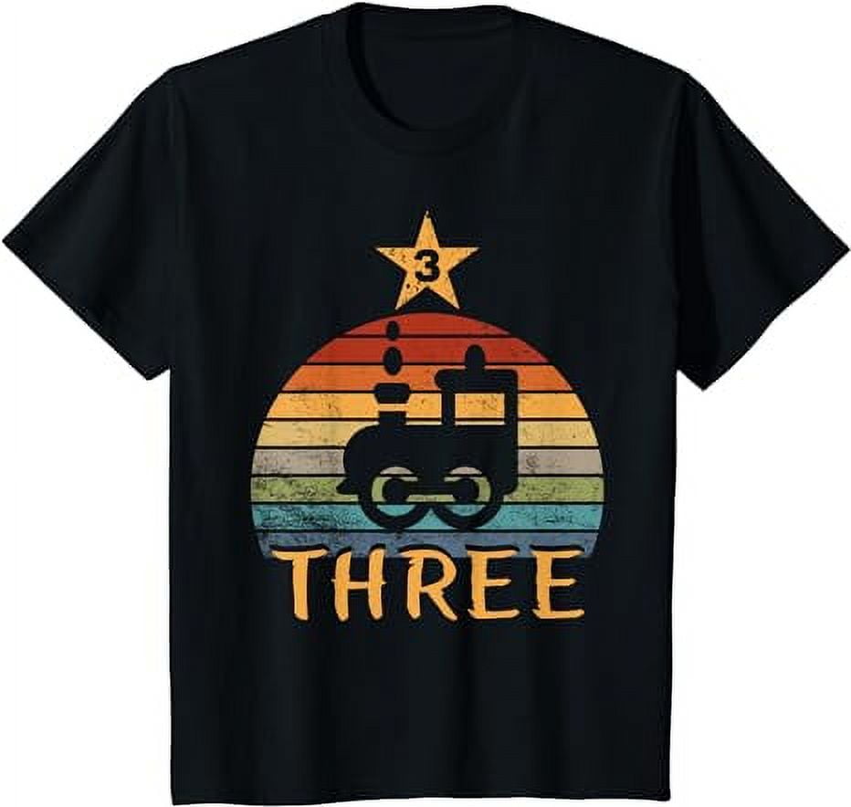 Kids Train Birthday 3 Year Old Train 3rd Birthday Boy Girl T-Shirt ...