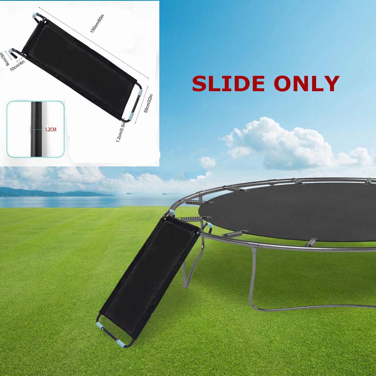 Kids Trampolines Slide & Climber 60*22" Trampoline Ladder Heavy Duty ...