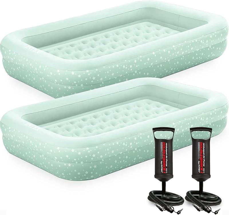 Kids Travel Air Mattress Inflatable Bed Set with Raised Sides, Hand ...
