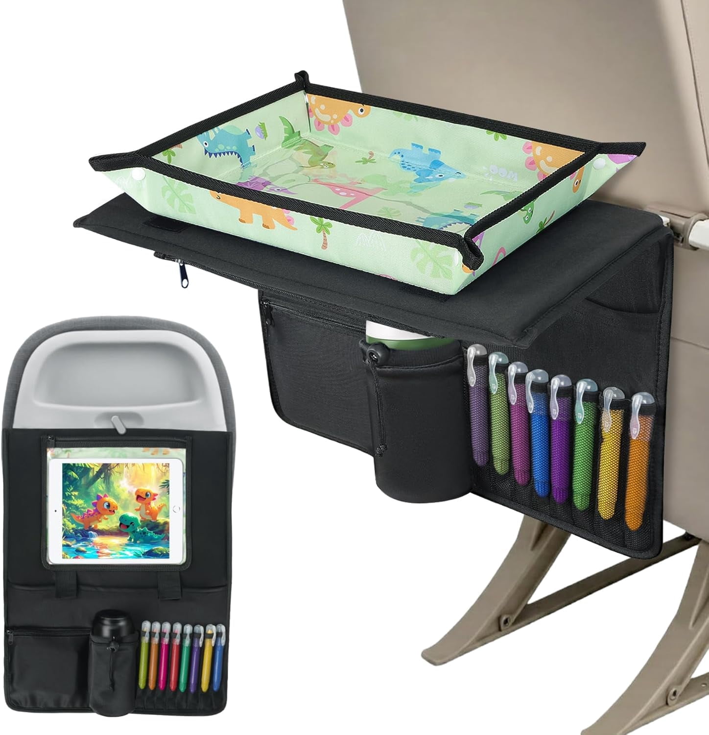 Kids Tray Table Cover with Pockets - Airplane Travel Essentials for ...
