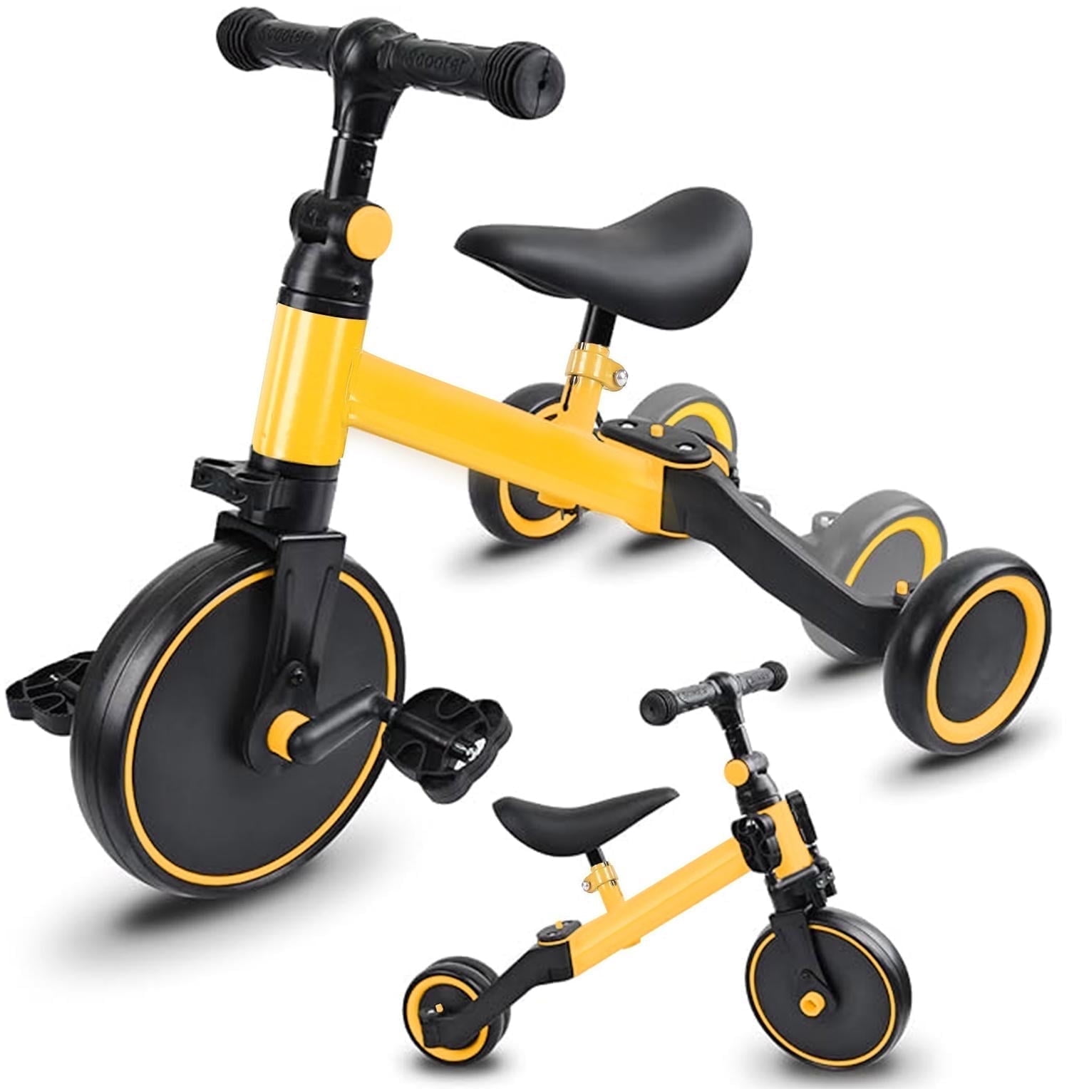 Kids Tricycle, 5-in-1 Toddler Balance Bike with Removable Pedals ...