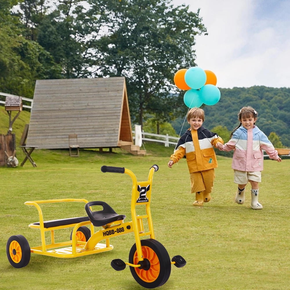 Kids Trike with Sturdy Steel Frame, Rubber Tire Preschool Tricycle ...