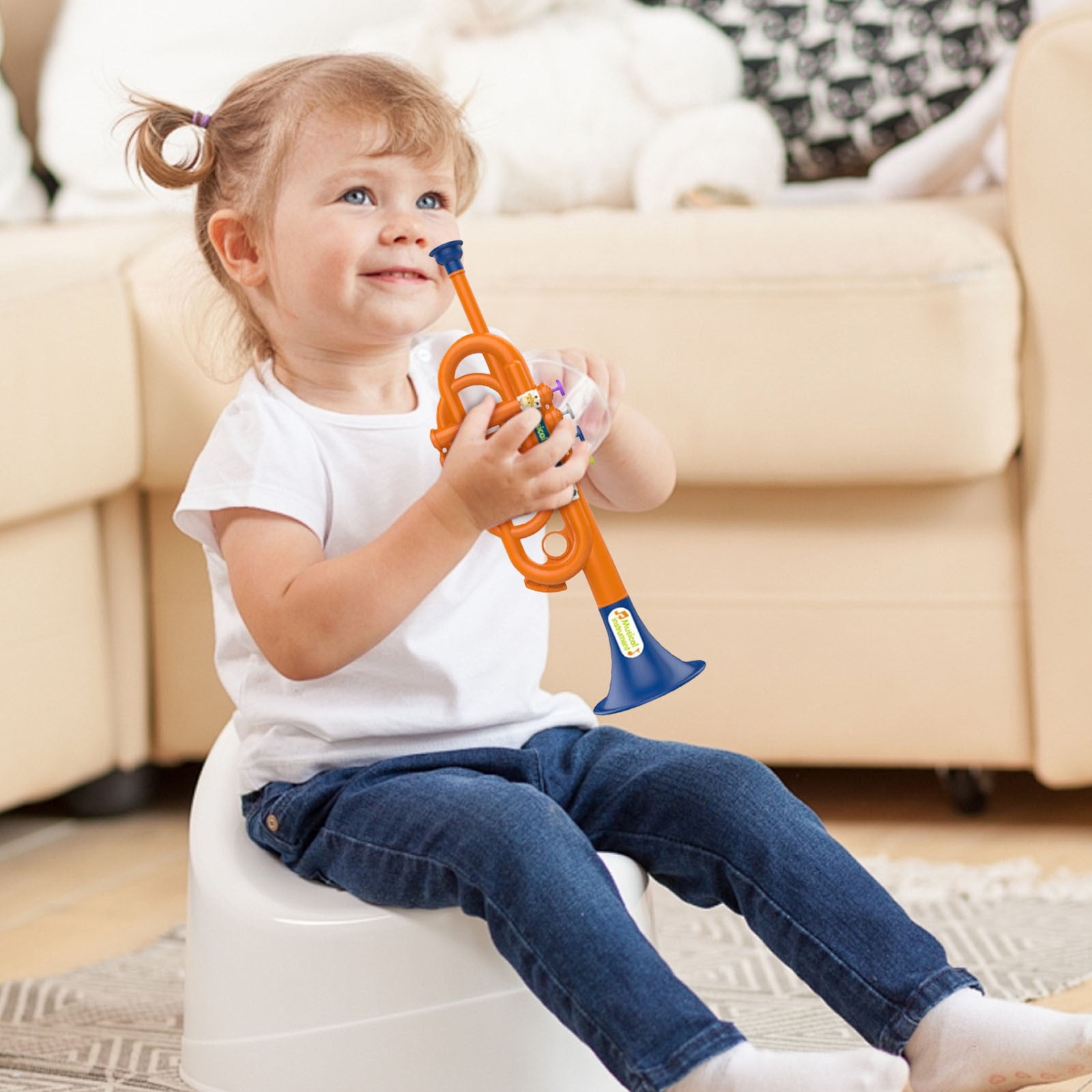 Kids Trumpet Toy Saxophone Toy Trumpet Instrument 13 Inch Plastic ...