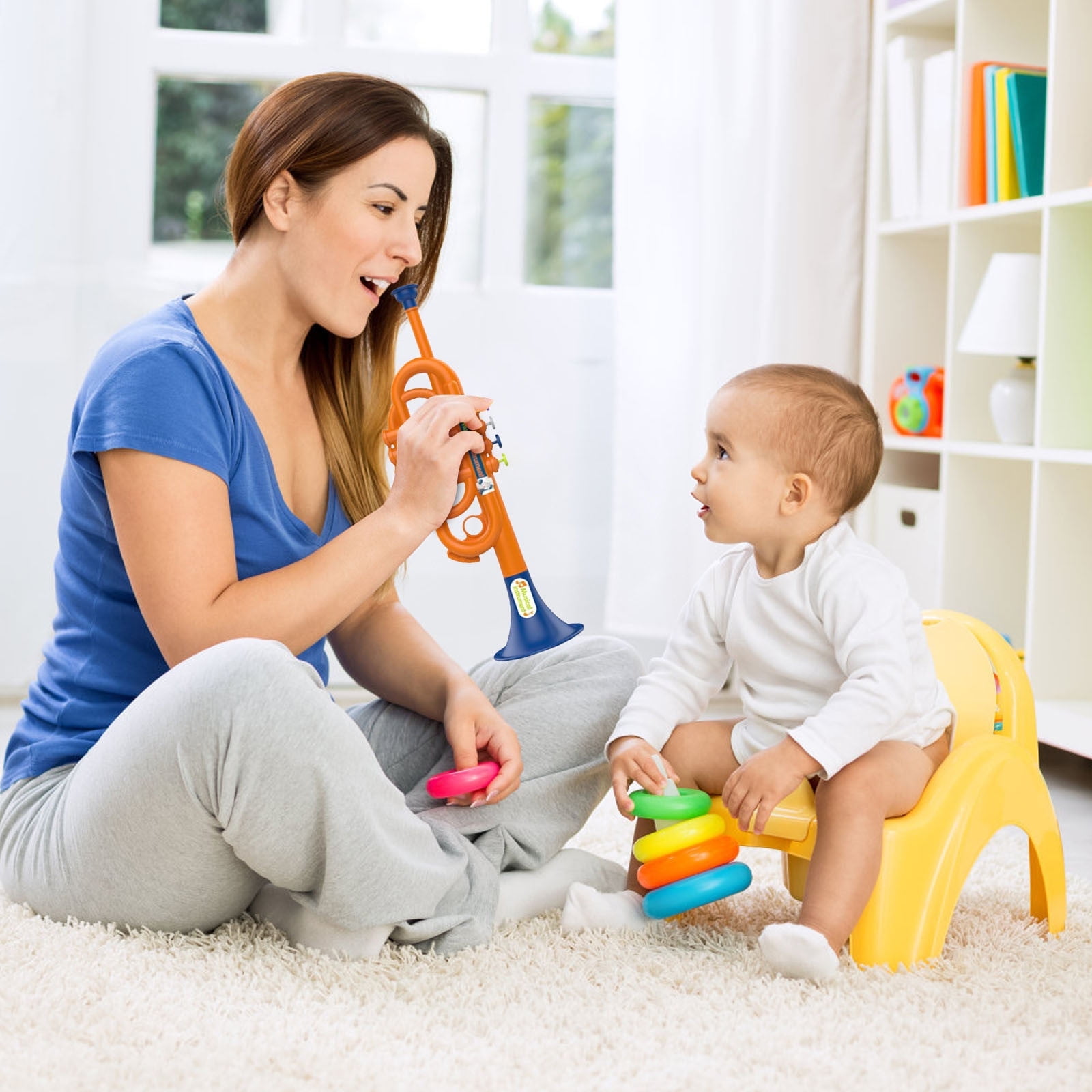 Kids Trumpet Toy Saxophone Toy Trumpet Instrument 13 Inch Plastic ...