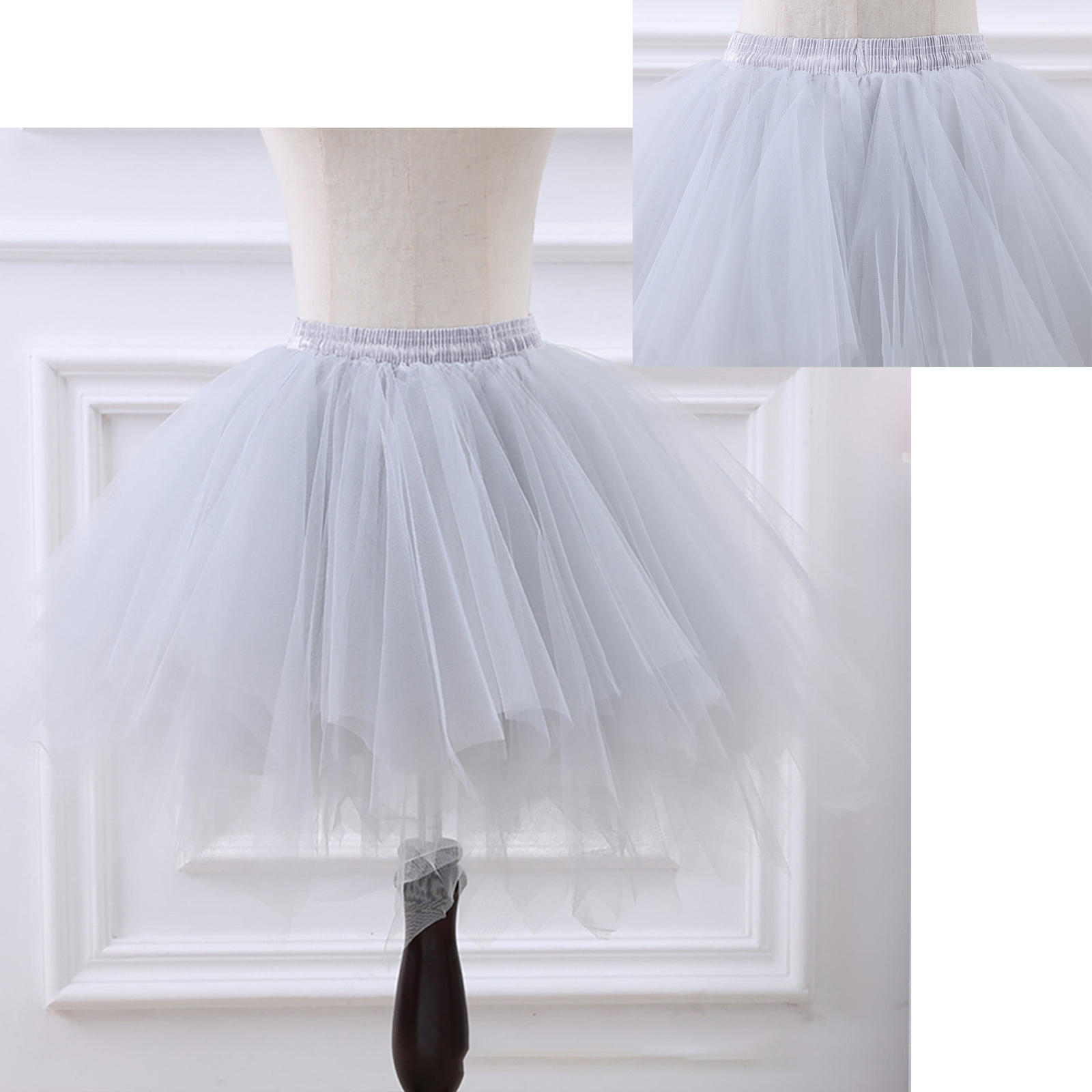 Kids Tulle Skirt Layers Grey Tutu Elastic Waist Ballet Tutu for Girls ...