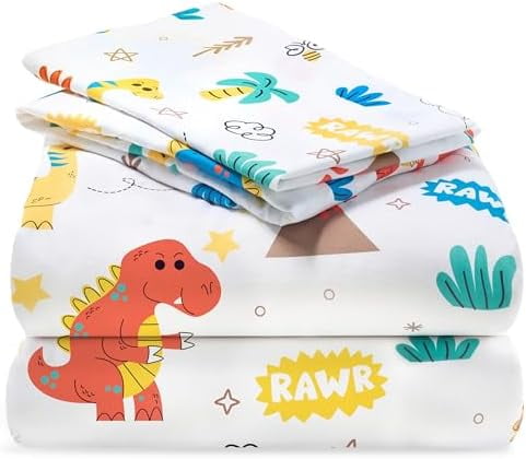 Kids Twin Sheet Set Dinosaur - 3 Piece Soft Microfiber Bed Sheets ...