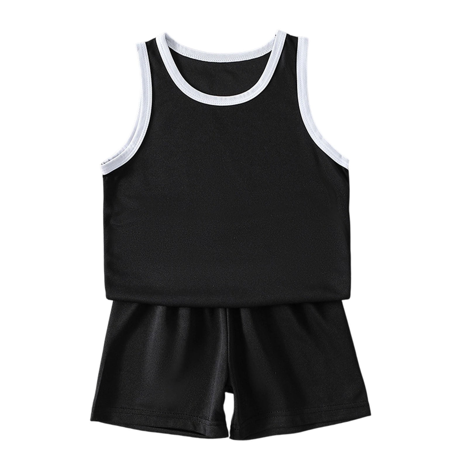 Kids Two Piece Sets Crew Neck Sleeveless Tank Tops and Elastic Waist ...