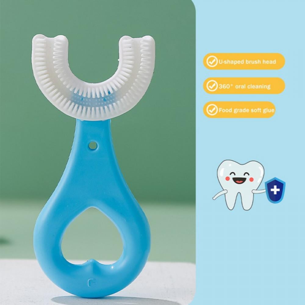 Kids U Shaped Toothbrush with Silicone Brush Head Whitening Massage ...