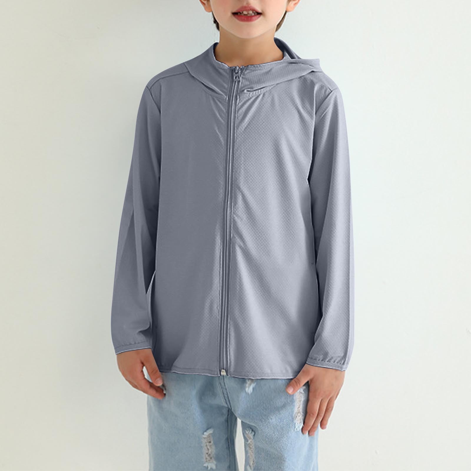 Kids UPF 50+ Athletic Sun Protection Jacket Hooded Boys Girls Zip Up ...