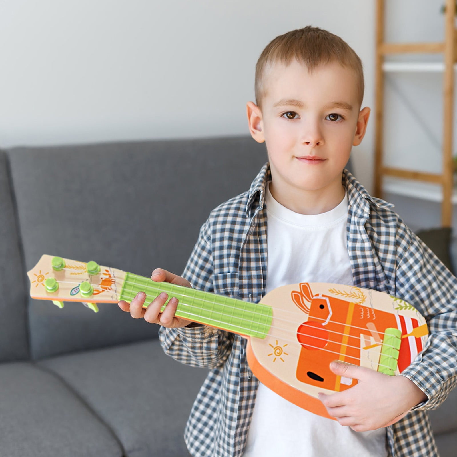 Kids Ukulele Guitar Toy - 4-String Beginner Musical Instrument Nylon Strings Portable Learning ...