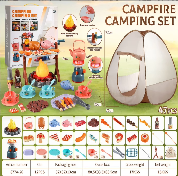 Kids' Ultimate Camping Playset - Pop - Up Tent, Pretend BBQ Campfire ...
