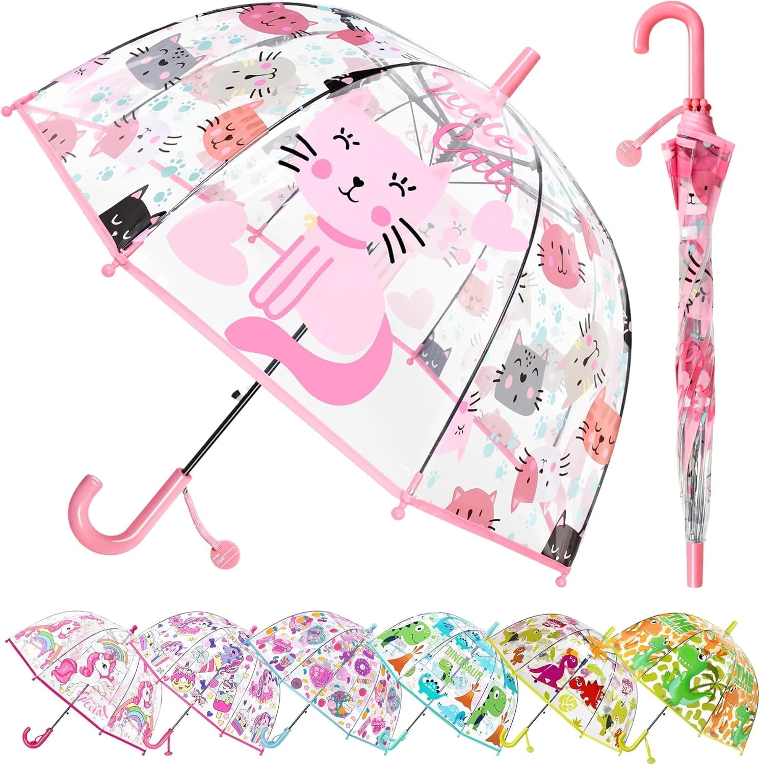Kids Umbrella Clear Bubble Umbrellas for Rain,Safety Dome Windproof ...