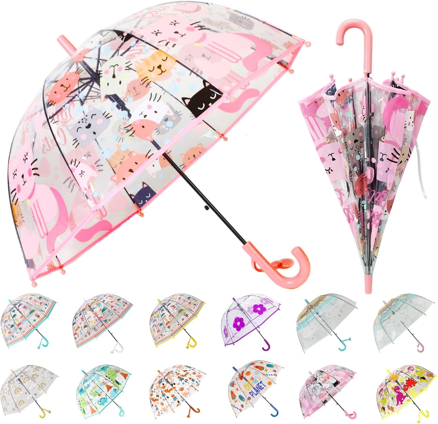 Kids Umbrella for Girls & Boys Toddler Childrens Clear Bubble Umbrella ...