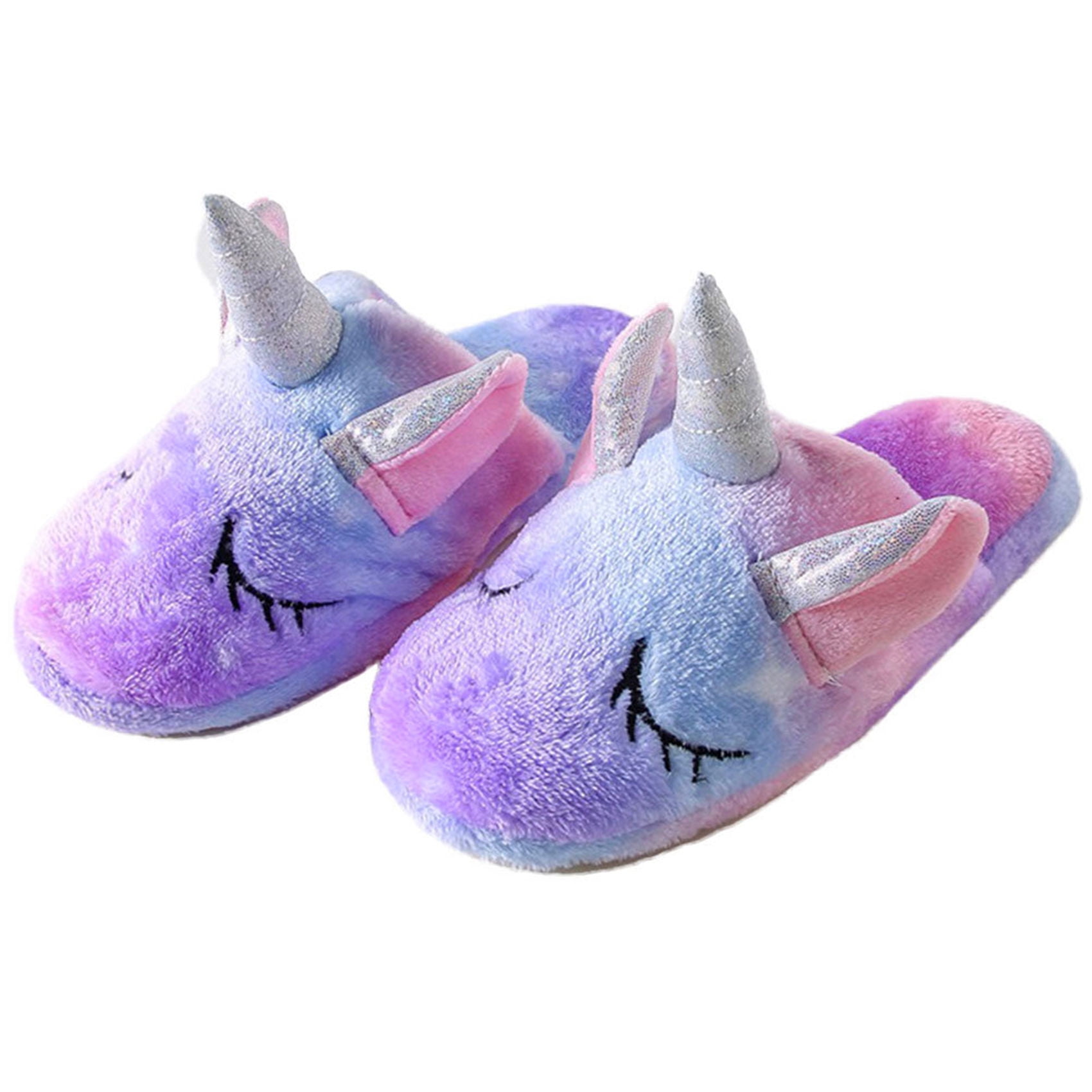Kids Unicorn Fuzzy Slippers with Anti-Slip Soles for Girls Boys ...