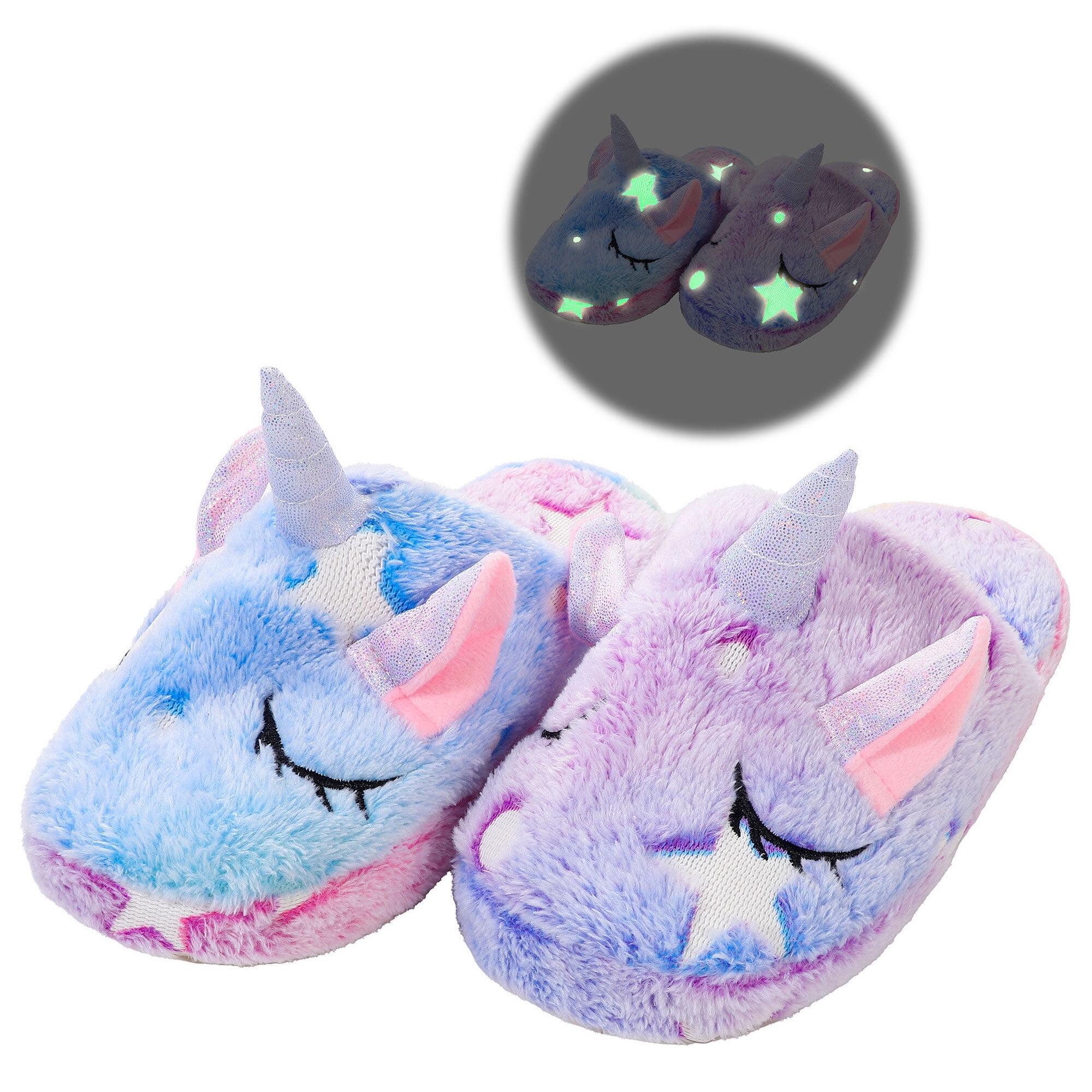Kids Unicorn Slippers for Boys Girls Toddler Fuzzy Slippers Children House Slippers with Anti ...
