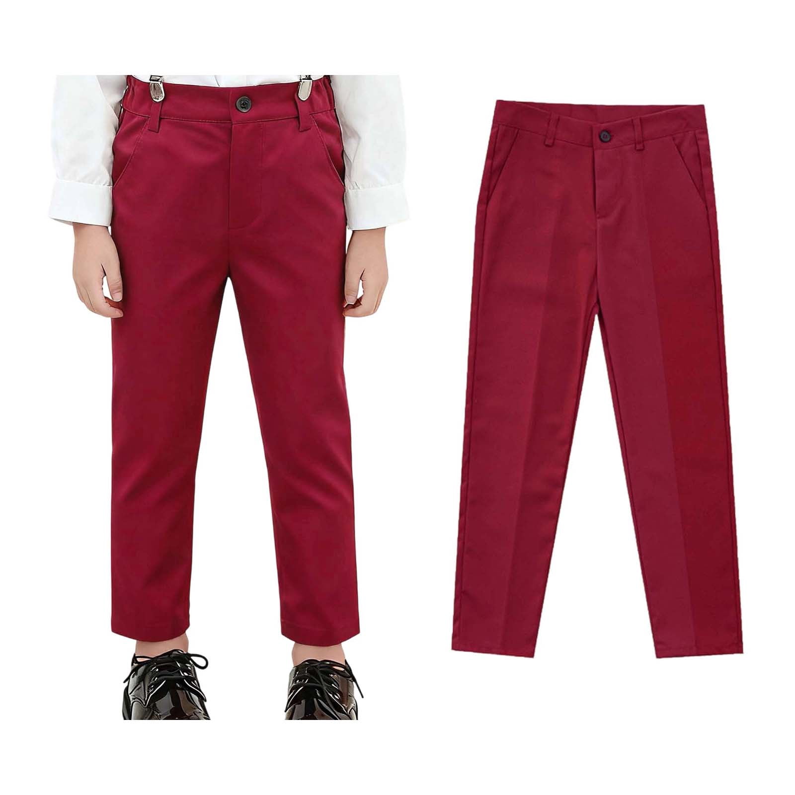 Kids Uniforms for Boys Dress Pants Elastic High Waist Straight Pants ...