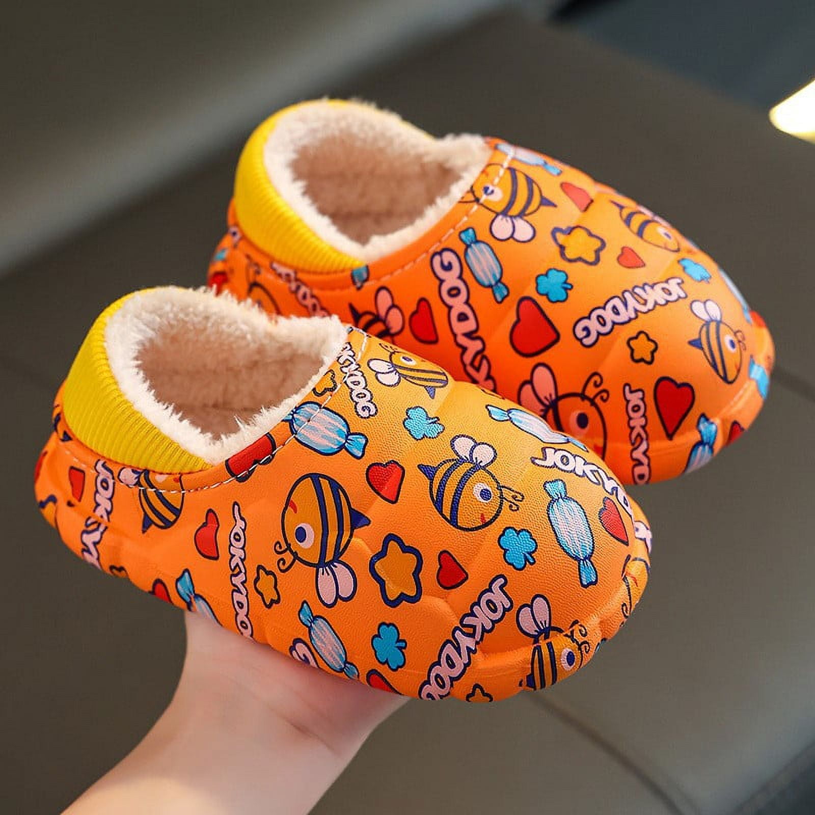 Kids Unisex Lined Clog Warm Plush Waterproof House Slippers (Toddler ...