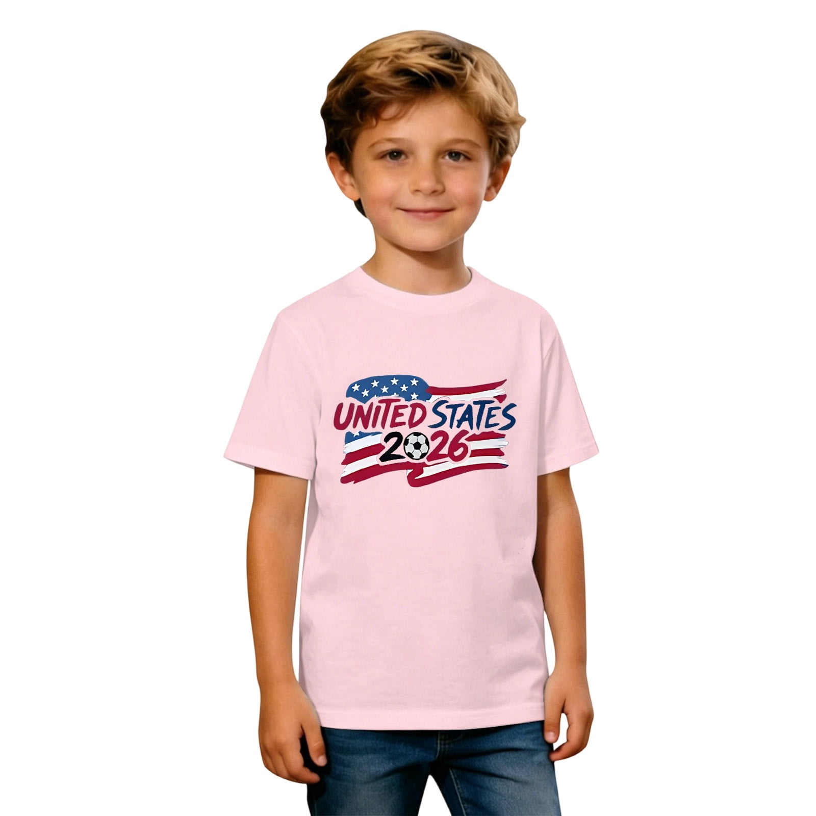 Kids United States 2026 Soccer Print T-Shirt, Boys Short Sleeve Crew ...