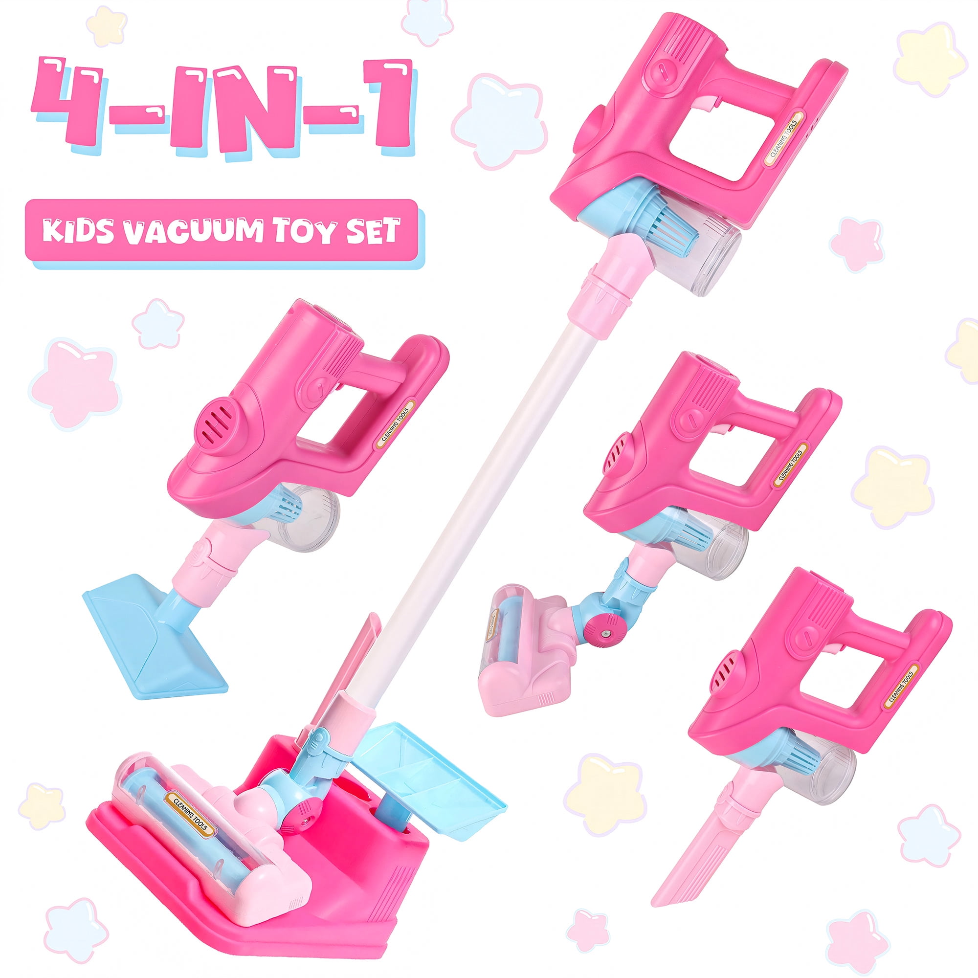 Kids Vacuum Cleaner Toy Set with Real Suction, Sound Effects, Music ...